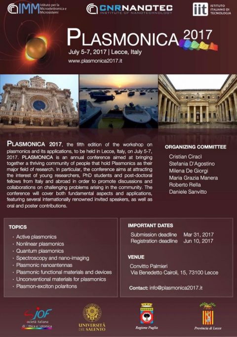 Plasmonica 2017 | CNR-Nanotec